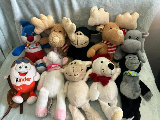 KINDER CHOCOLATE VERY large bundle of soft toy plush lamb bear hippo ...