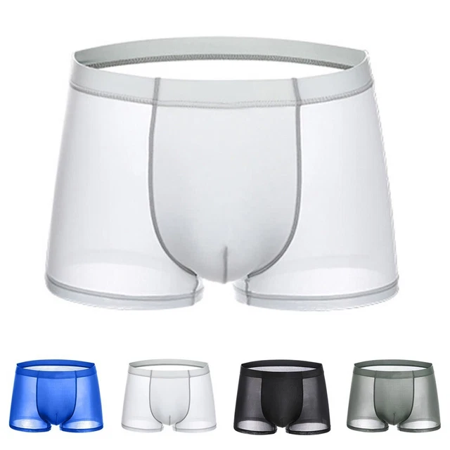 MEN'S SEXY SEE Through Underwear Boxer Briefs Transparent Ice Silk ...