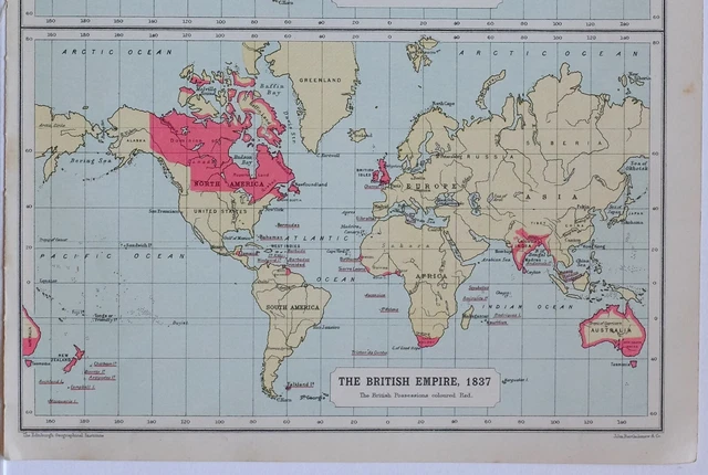 HISTORISCHE KARTE DER Welt Britische Reich 1763 ~ 1837 Australia North ...
