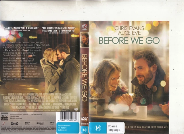BEFORE WE GO-2014-CHRIS Evans Film-Movie CEF-DVD $35.00 - PicClick AU