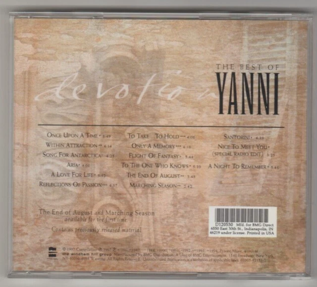 YANNI – DEVOTION: The Best Of Yanni CD Electronic New Age 1997 $6.37 ...
