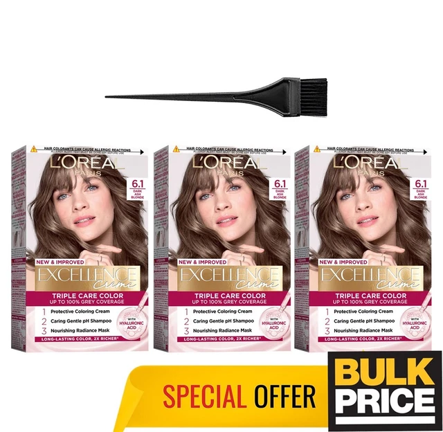 L'ORÉAL PARIS EXCELLENCE Creme 6.1 Foncé Ash Blonde Cheveux Couleur 3 ...