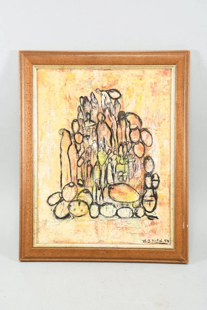N36Y25- J. HOFICH Gemälde Menschengruppe abstrakt signiert datiert (19)94 EUR 14,99 - PicClick DE