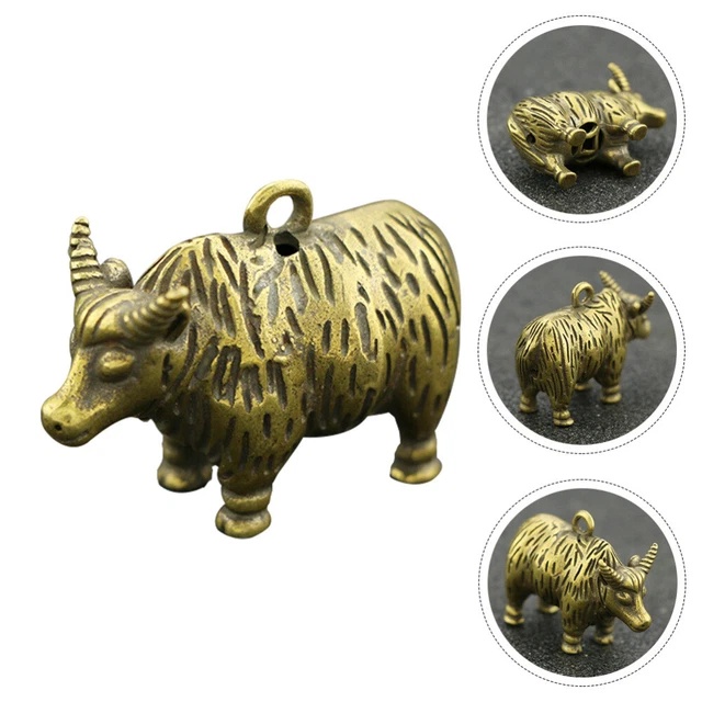 LAITON ZODIAQUE VACHE Pendentif Ox Richesse Statue Vache Porte-clés Bull Statue EUR 6,04 ...
