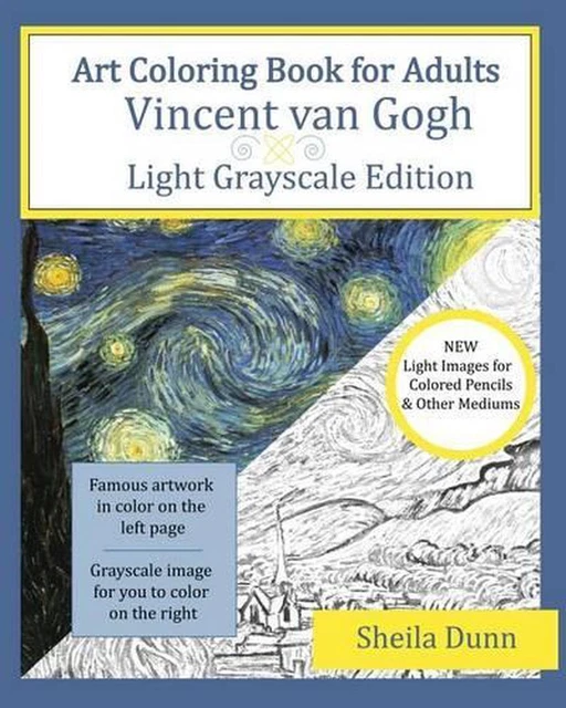 ART COLORING BOOK for Adults: Vincent van Gogh: Light Grayscale Edition ...