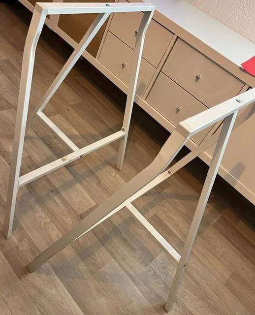 IKEA ALL PURPOSE Lerberg Trestles Metal Table Stand Leg White FlatPack ...