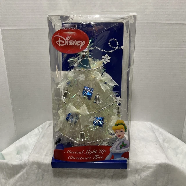 DISNEY TABLE TOP Cinderella Tree Blue Blinking Lights and Jingle Bell ...