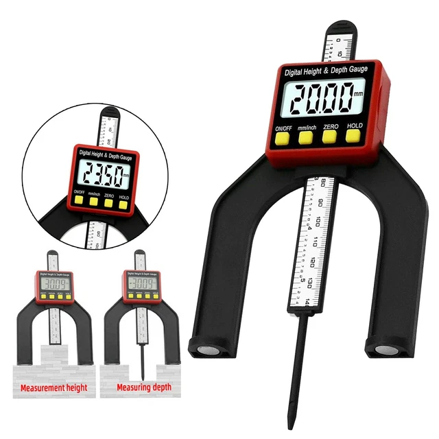 LCD DIGITAL DEPTH Gauge Electronic Caliper Magnetic Ruler Tool 0- 80mm ...