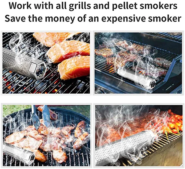 12'' HEXAGON BBQ Wood Pellet Tube Smoker Portable barbecue smoke ...