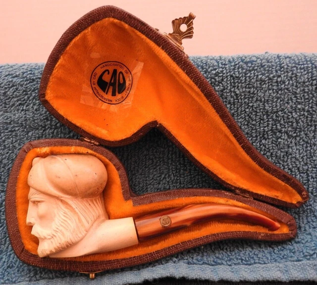 VINTAGE CAO MAIN Sculpté Sultan Bloc Meerschaum Pipe Bearded Arabe ...