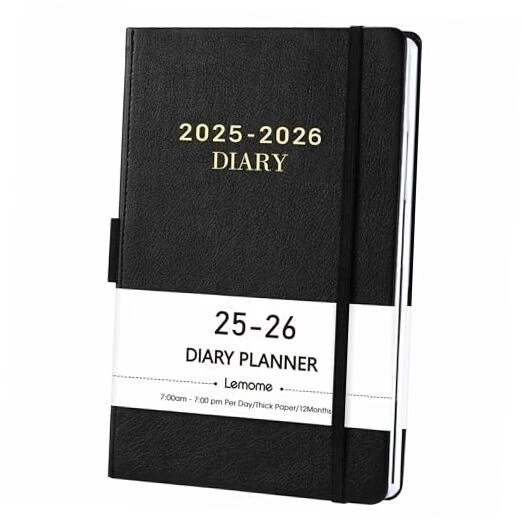 2025-2026 DIARY - Daily Planner 2025-2026, July 2025-June 2026, Black £ ...