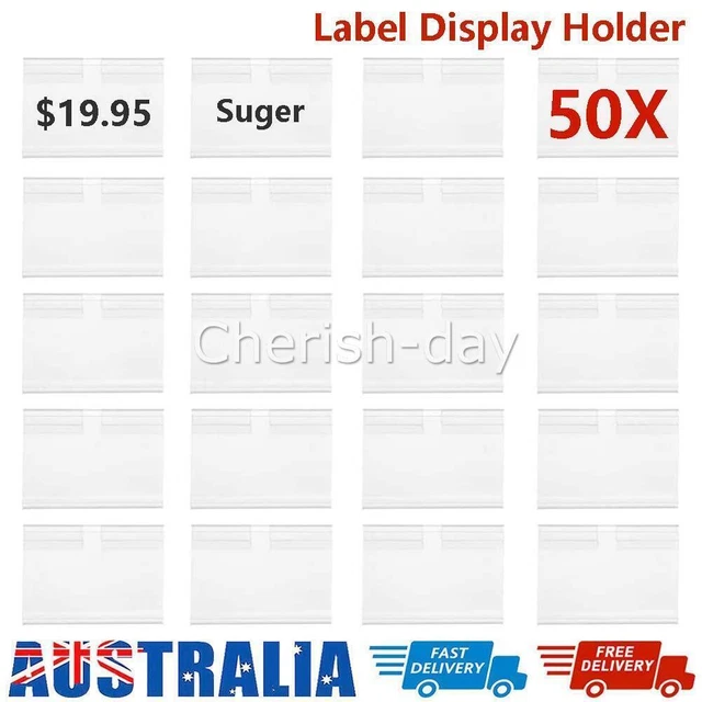 50X LABEL DISPLAY Holder Clear Plastic Retail Shop Sign Shelf Retail ...