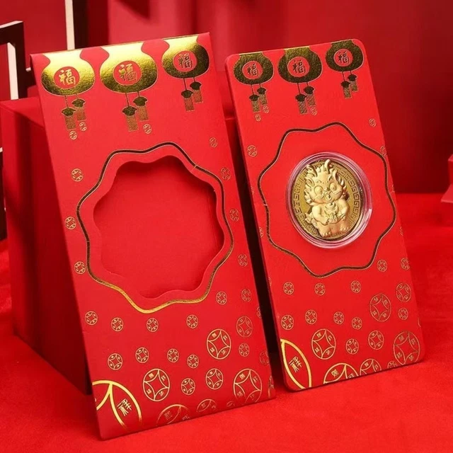 ZODIAC DRAGON RED Packet CNY Lucky Gold Coin New Year Gifts EUR 3,88 ...