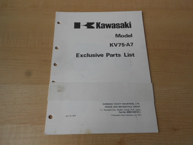 1978 KAWASAKI KV75-A7 Exclusive Parts List Exploded Diagrams Part ...