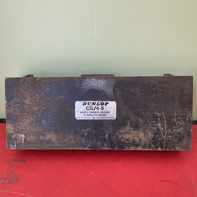 DUNLOP CG/4-5 VINTAGE Wooden Box Wheel Camber Castor King Pin Gauge ...