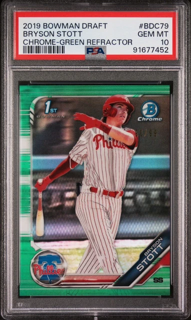 2019 BOWMAN DRAFT Cromato Bryson Stott Verde/99 1° PSA 10 Phillies EUR 35,14 - PicClick IT