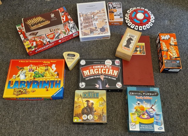 BOARD GAMES BUNDLE. Includes Arsenal Monopoly, Labyrinth, Chess, Jenga ...
