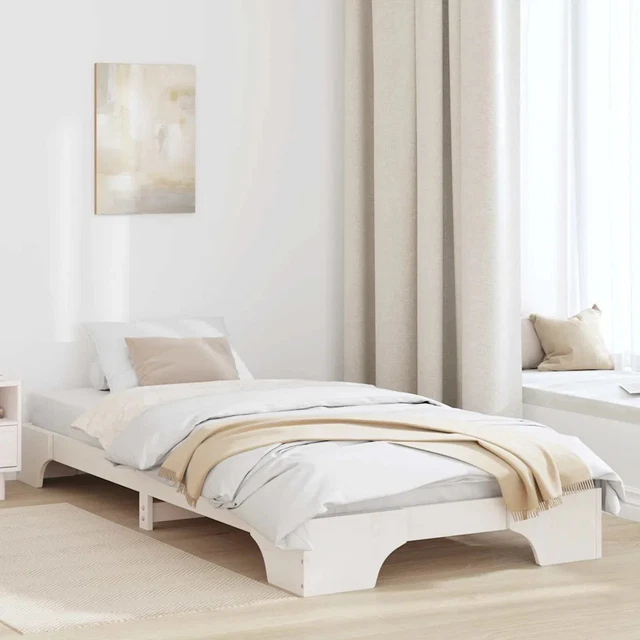 BED FRAME WHITE 197 x 82 x 17 cm Solid pine wood vidaXL £132.29 ...