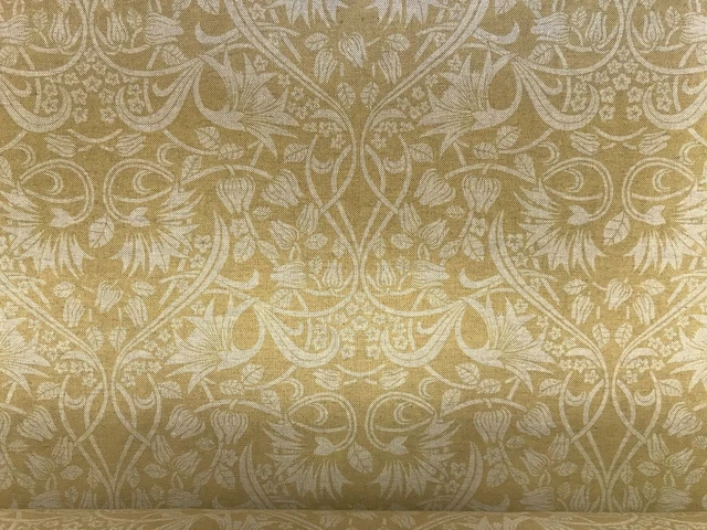 ART NOUVEAU MORRIS Fabric Linen Ochre Yellow Curtain Craft Upholstery £ ...