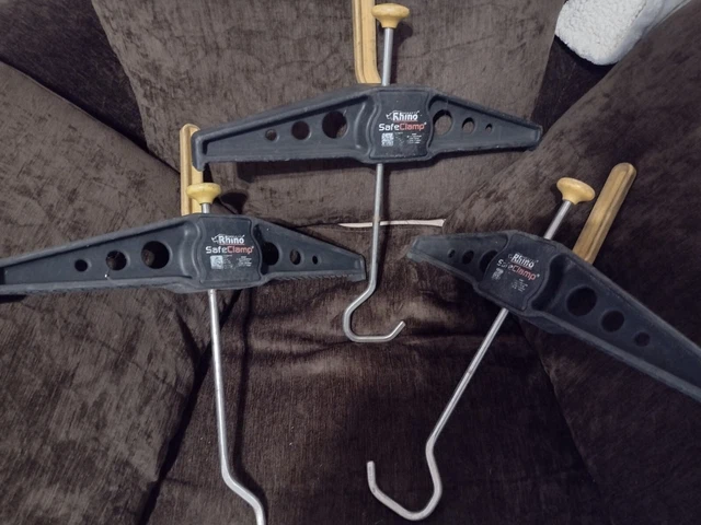 RHINO SAFECLAMP LOCKING Lockable Roof Bar Ladder Clamps Adjustable 3 In ...