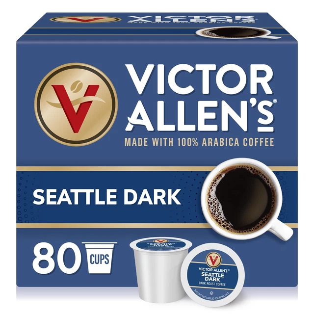VICTOR ALLEN'S COFFEE Seattle Dark, Dark Roast, 80 Count (Pack of 1 ...