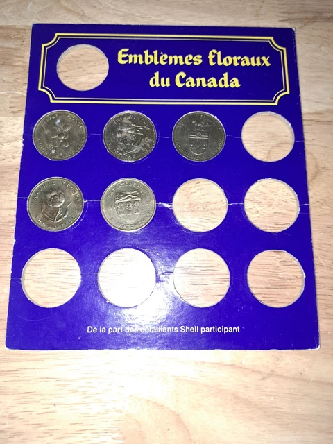 1965-68 SHELL CANADA Coins, Coat Of Arms / Emblemes Floraux Du Canada ...