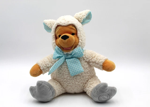 DISNEY STORE WINNIE The Pooh Sheep Lamb Easter Bunny Blue Plaid Bow 12 ...