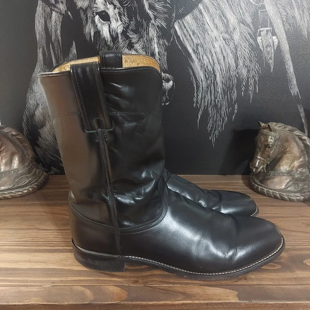 MEN'S COWBOY BOOTS Jackson 10" Justin Roper Boots Black 3133 Size 12 D ...