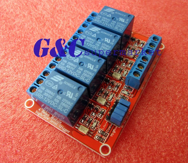 12V 4-CHANNEL RELAY Module with Optocoupler H/L Level Triger for ...