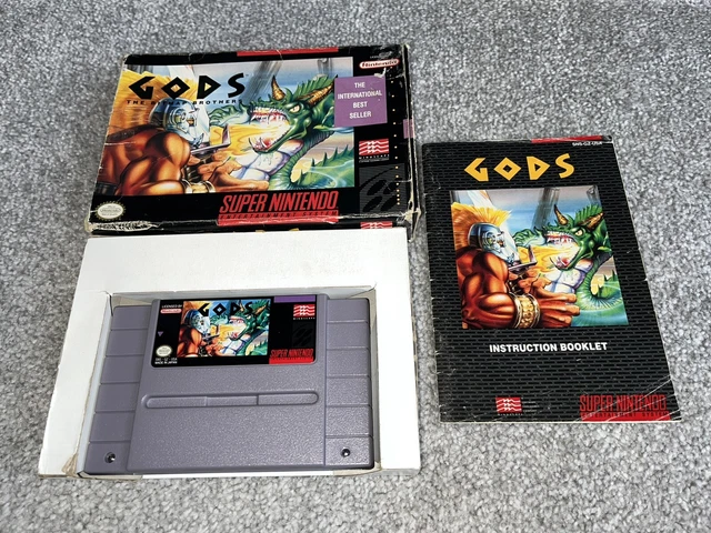 NTSC SUPER NES ‘GODS’ (The Bitmap Brothers) Boxed, FREE Postage, US USA ...