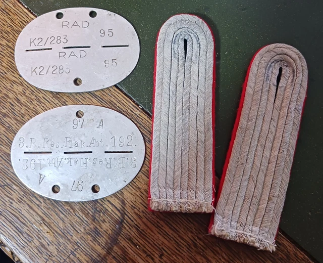FLAK/RAD 1 PAAR Schulterklappen und 2 Erkennungsmarken Original EUR 87 ...