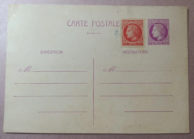 3G-TIMBRE FRANCE ENTIER Postal 679-CP1 année 1945 46 avec 676 EUR 2,00 ...