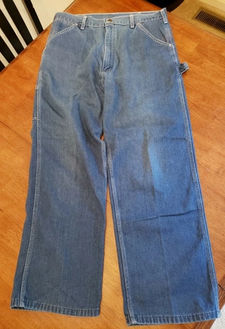 VTG 60S 70S SEARS Wear Tuff Denim Jeans USA Carpenter Workwear 34 x 29 ...