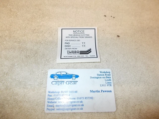FORD CAPRI. TURBO Technics info decal. £6.00 - PicClick UK