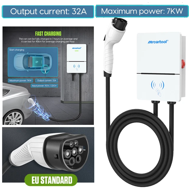 EV CHARGING CABLE 32A 7kW Electric Cars Faster Charger Wallbox Home ...