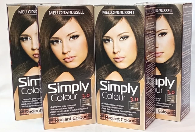 ABOXOV® 4 X Mellor & Russell Simply Colour Dark Brown Permanent Hair ...