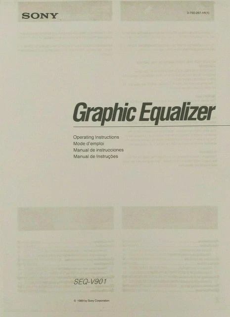 SONY SEQ-V901 GRAPHIC Equalizer EQ - Operating Instructions - USER MANUAL £5.99 - PicClick UK