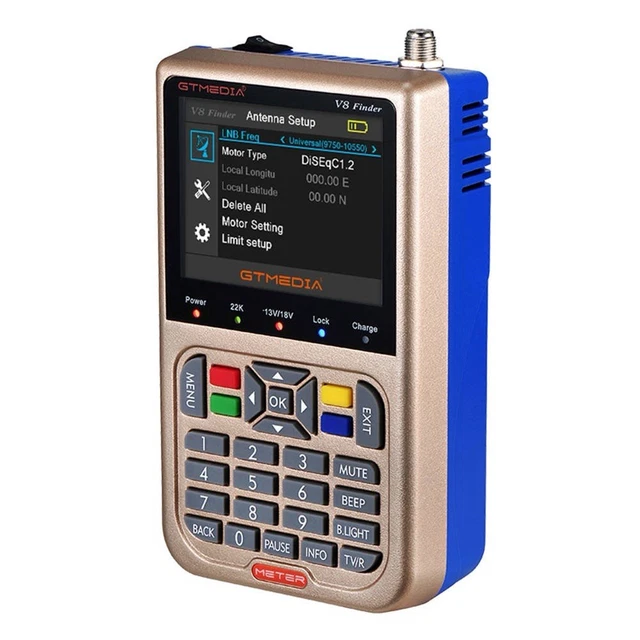 V8 SATELLITE SIGNAL Finder DVB-S2/S2X FTA Sat Receiver Dish Mover Meter ...