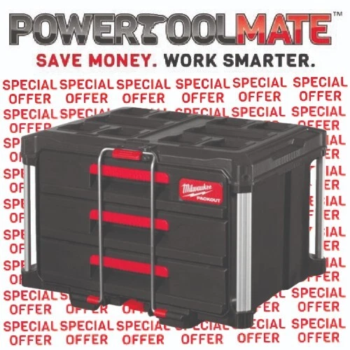 MILWAUKEE 4932472130 PACKOUT 3 Drawer Tool Box £162.99 - PicClick UK