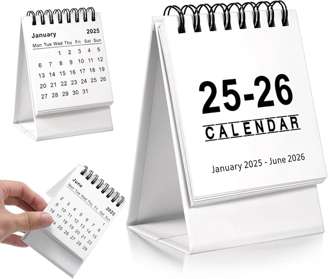 SMALL MINI DESKTOP Calendar 2025-2026 Standing Flip Desk Calendar 2025. ...