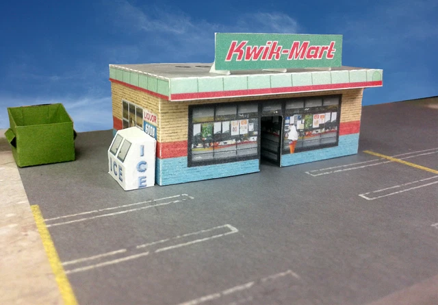 N SCALE BUILDING - "Kwik-Mart" Small Store Cardstock Paper Kit Pre-Cut ...