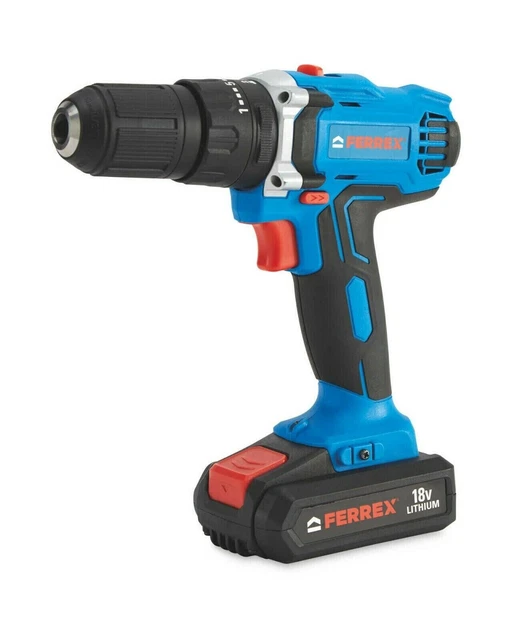 FERREX 18V LI-ION Cordless Combi Drill with LED Worklight Battery ...