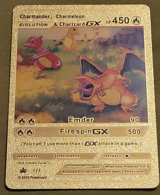 CHARMANDER, CHARMELEON & Charizard GX Evolution Gold Foil 1/1 Pokémon ...