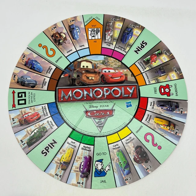 MONOPOLY DISNEY PIXAR Cars 2 Game Board 2011 Replacement Pieces Parts ...