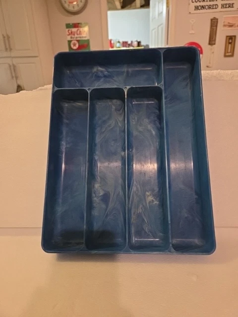 VINTAGE MCM LUSTRO Ware Silverware/Flatware Blue Tray 10 x13 1/4 £17.84 ...