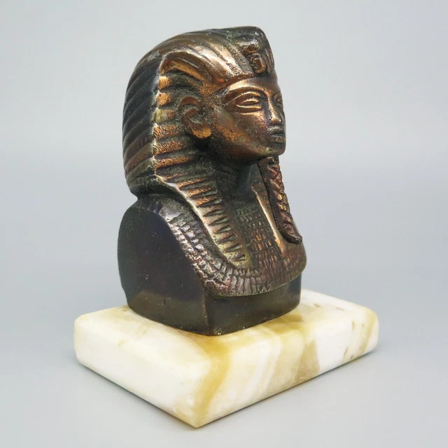 VINTAGE METAL KING Tut Pharaoh Bust Statue Head Tutankhamun Egypt ...