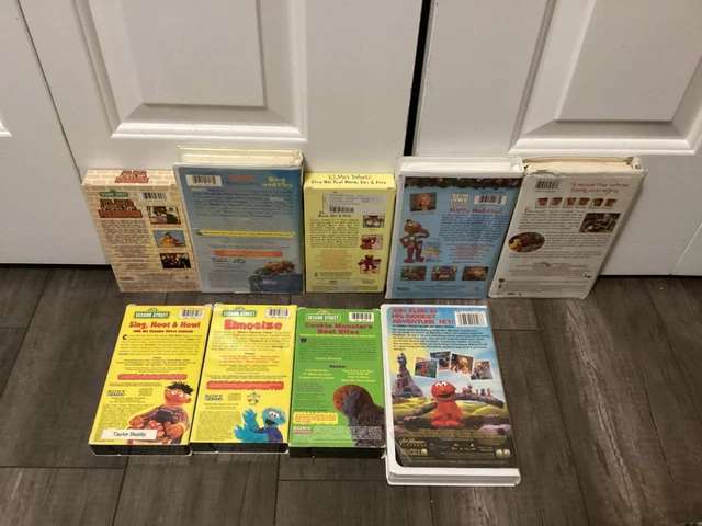 LOT SESAME STREET 13 VHS, 12 DVD, 2 Music CD, 1 Book and 4 Toys $48.00 ...
