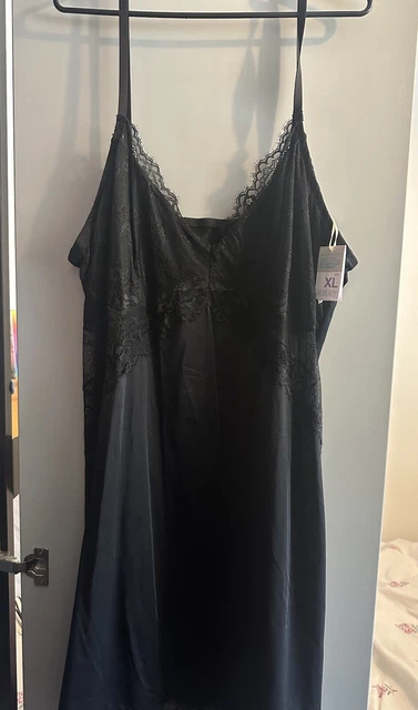 PRIMARK SIZE XL Black Nightie With Black Lace £11.99 - PicClick UK