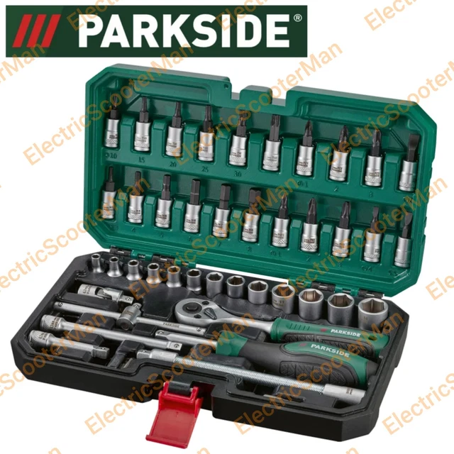 PARKSIDE 46 PIECE Ratchet Socket & Bit Set High Quality Chrome Vanadium ...