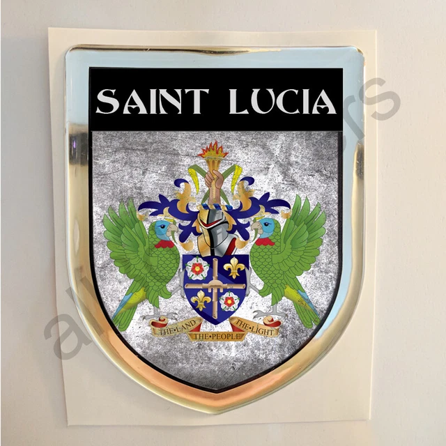 AUTOCOLLANT SAINTE-LUCIE AUTOCOLLANT auto armoiries emblème drapeau 3D drapeau résine EUR 4,95 ...